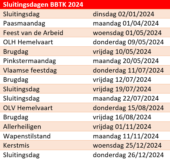 Openingsuren | BBTK Limburg